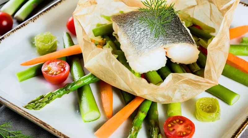 Voici une recette de poisson en papillote avec légumes de printemps ...